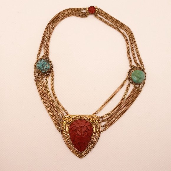 Walter Lampl | Jewelry | Vintage Walter Lampl Cinnabar Turquoise Gold ...